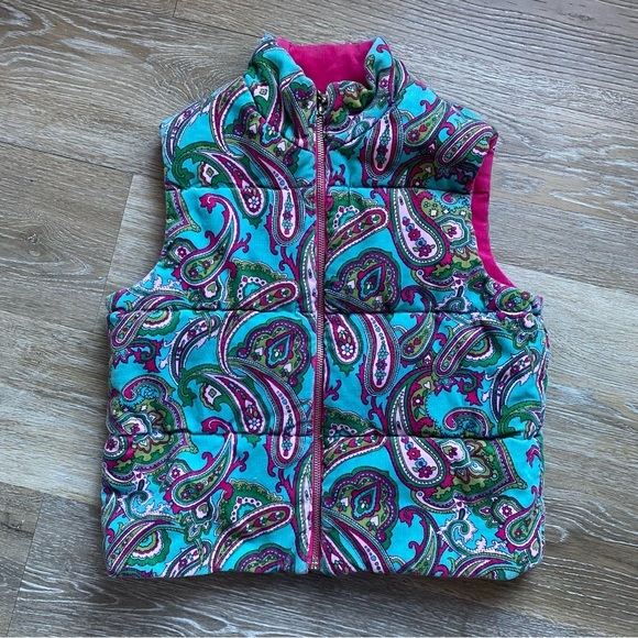 Jackets & Coats | Girls Reversible Vest Textured Paisley And Hot Pink ...